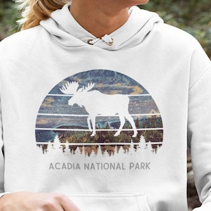Acadia National Park Vintage Moose Unisex Hoodie - Etsy