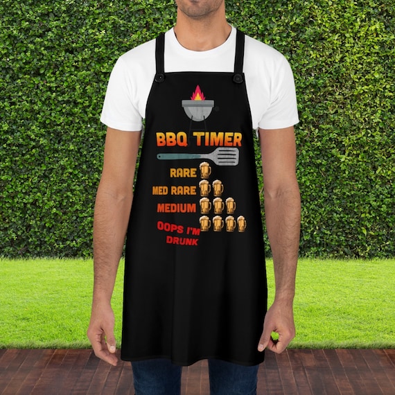 BBQ Timer Apron Funny BBQ Timer Beer Apron BBQ and Beer - Etsy