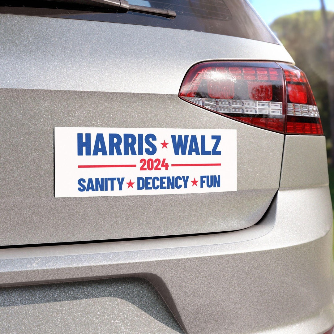 Harris Walz 2024 Car Magnet Kamala Harris Car Magnet Sanity Decency Fun ...
