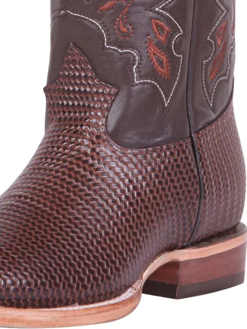 Men's Rodeo Boots Embossed Woven Leather 'el General' CIGAR-41791 - Etsy