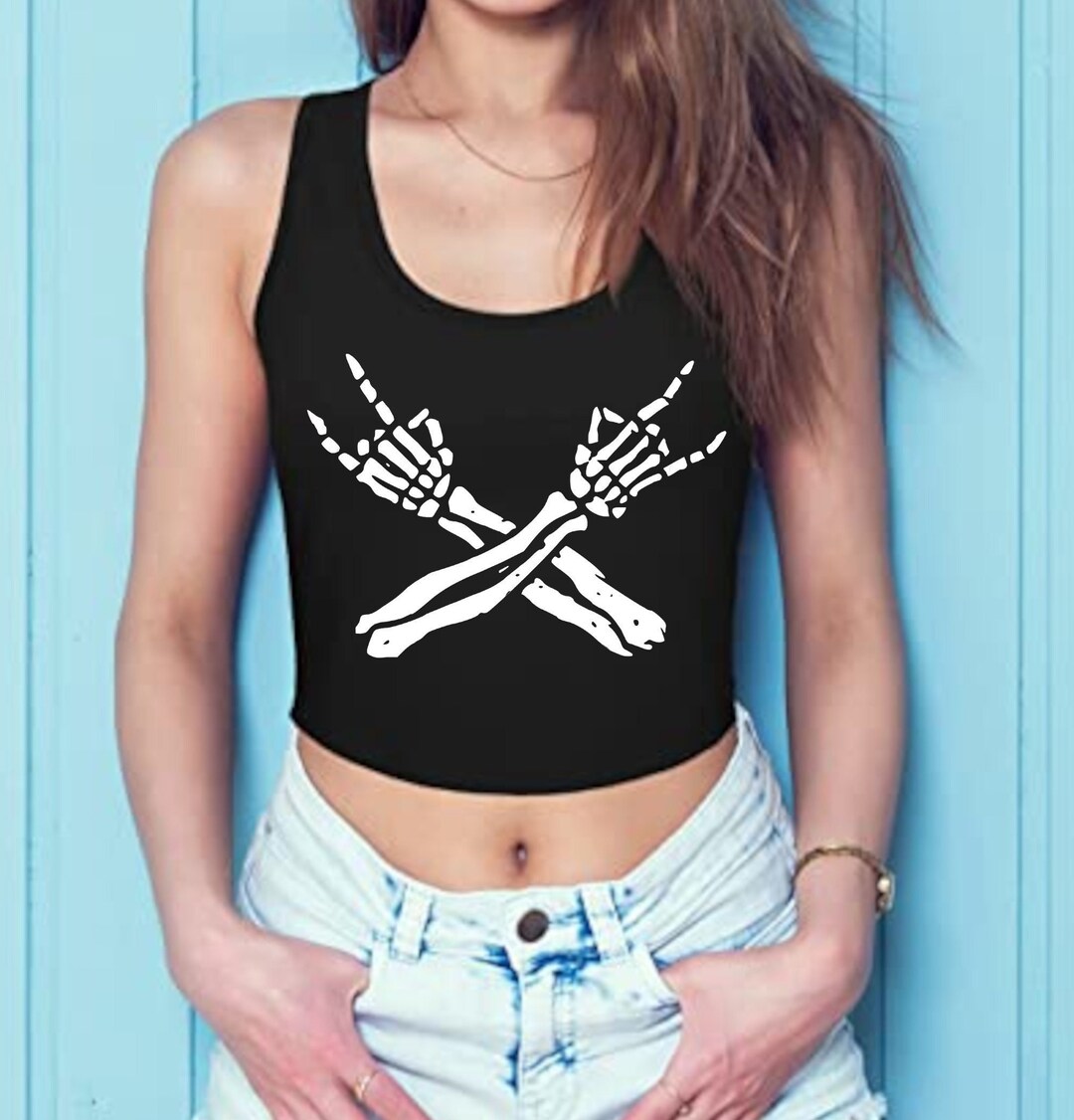 Skeleton Arm Racerback Crop Top • Heavy Metal Rock Shirt - Etsy