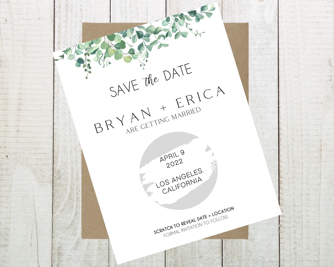 Save the Date Scratch off Cards, Botanical Save the Date Cards, Minimal ...