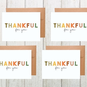 Thankful for You Card Set, Thanksgiving Card Pack, Grateful Cards ...