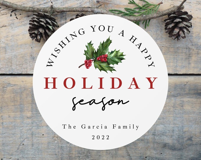 2 Custom Holiday Labels Set of 20, Personalized Christmas Labels ...