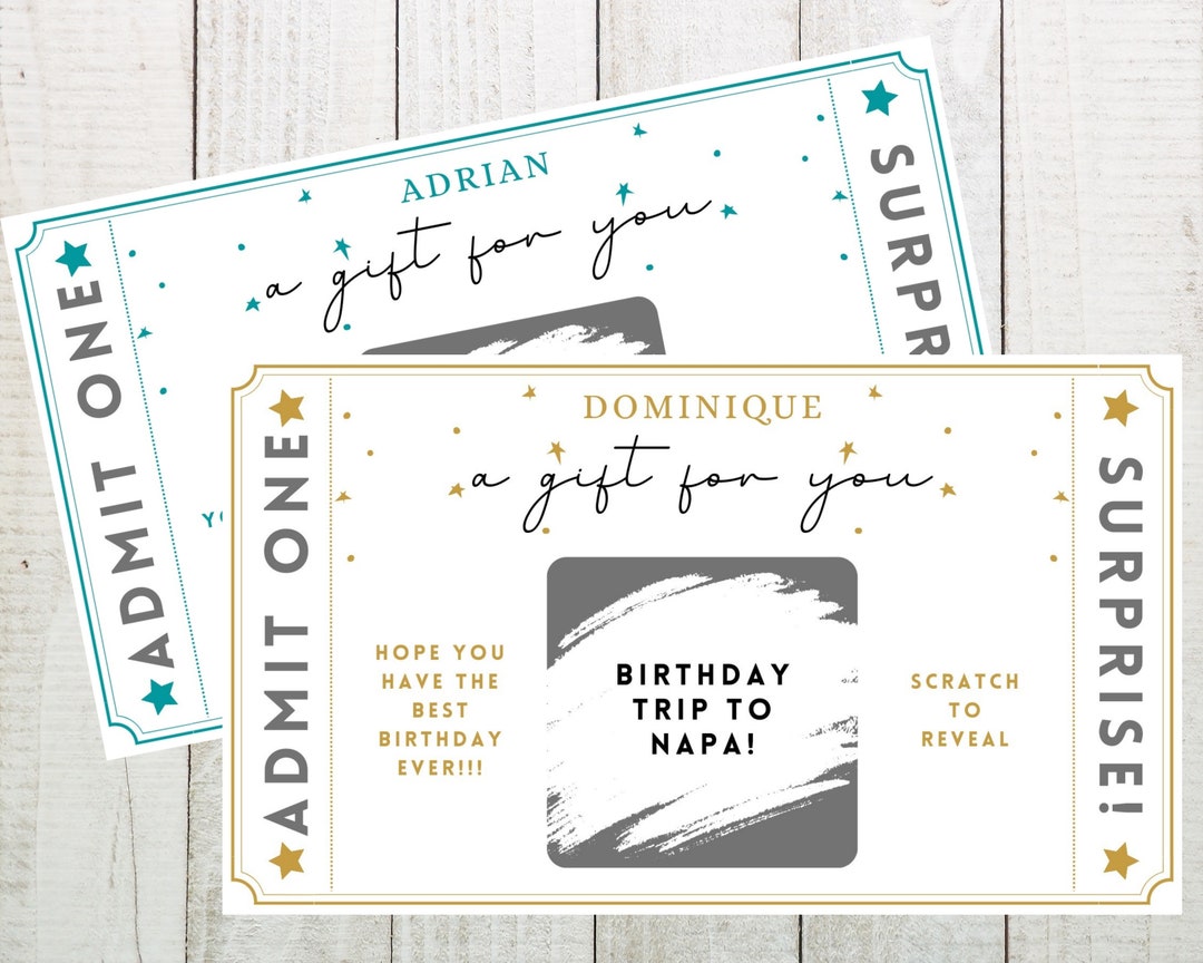 Custom Scratch to Reveal Gift Ticket, Birthday Scratch off Card ...