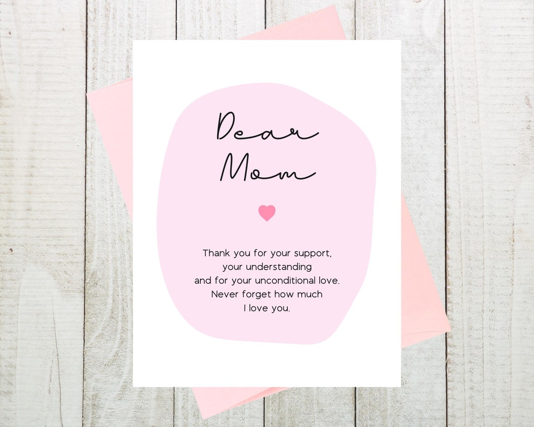 Dear Mom Card, Mothers Day Card, Birthday Card for Mom, Happy Mothers ...