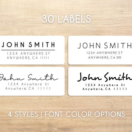 Set of 30 Personalized Fancy Print Return Address Labels - Etsy