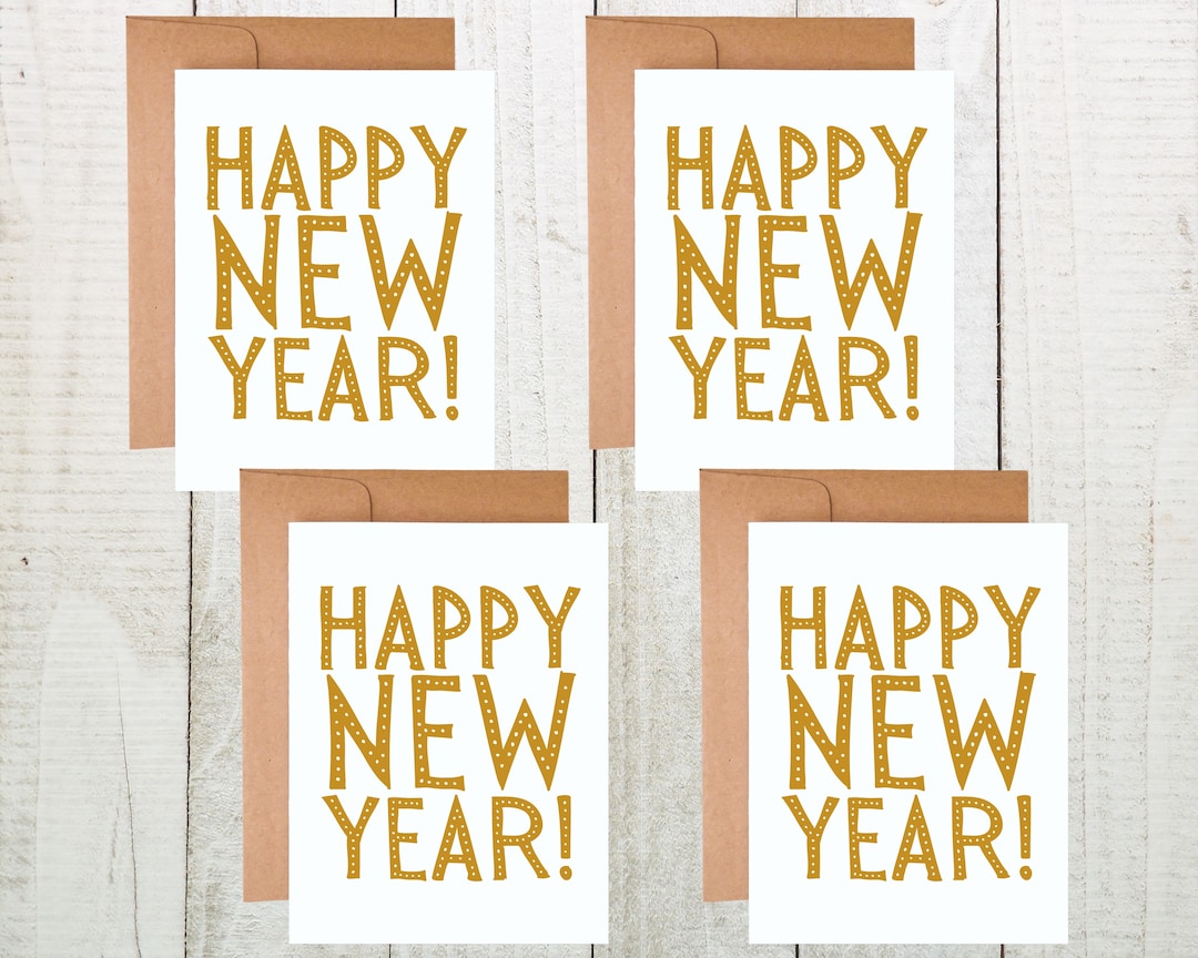 Happy New Year Card Set, Personalized New Year Cards, Add Message Cards ...