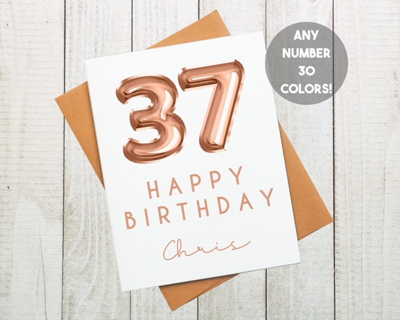 Custom Number Birthday Card Personalized Number Card Custom - Etsy