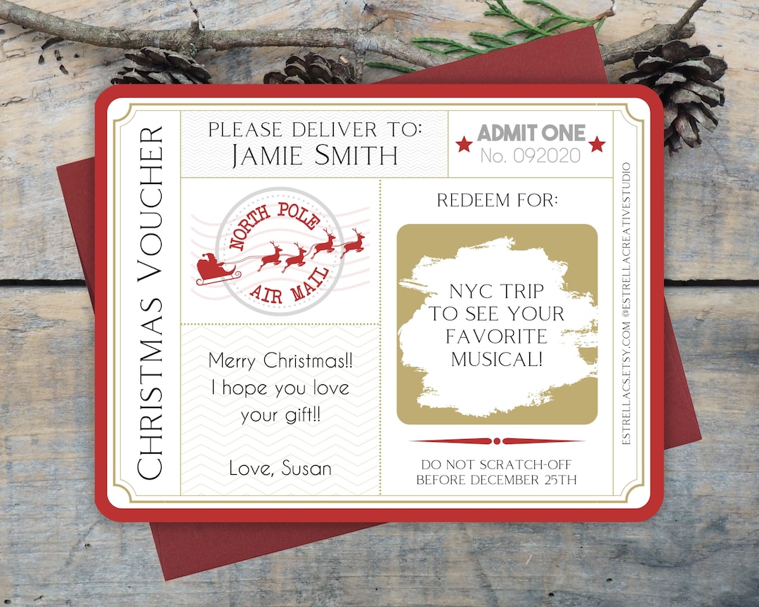 Surprise Christmas Scratch to Reveal Voucher, Custom Christmas Coupon ...