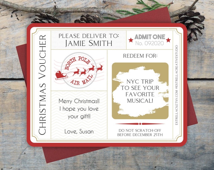 Surprise Christmas Scratch to Reveal Voucher, Custom Christmas Coupon ...