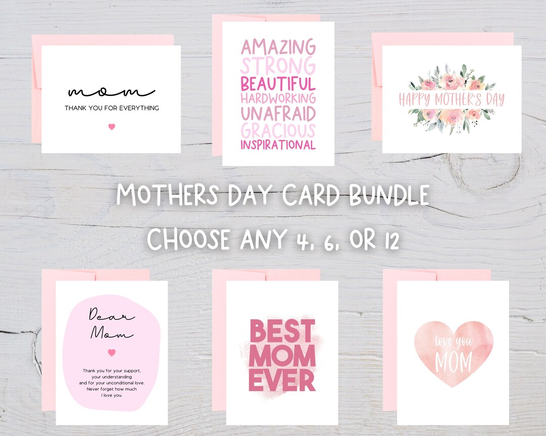 Mothers Day Card Set Choose Any 1, 4, 8, or 12 Funny Mothers Day Card ...