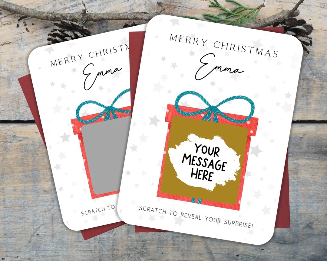 Personalized Surprise Christmas Scratch to Reveal Card, Custom ...