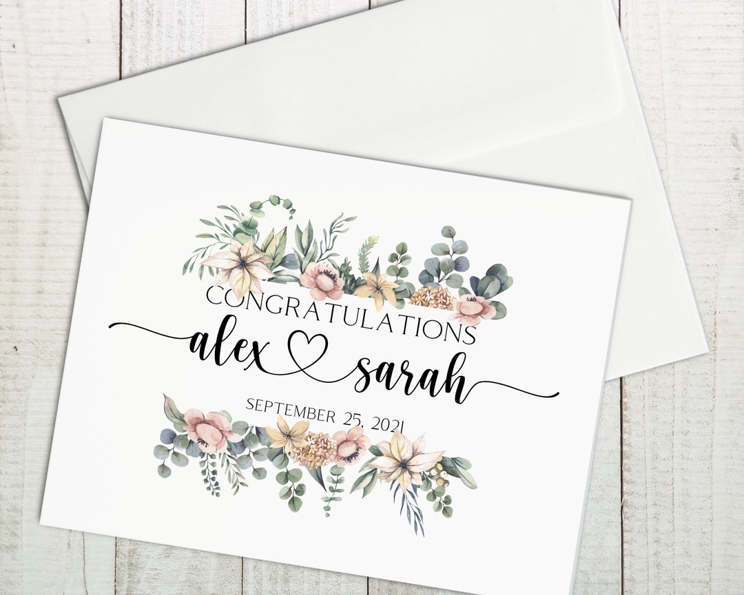 Custom Wedding Congratulations Card, Personalized Wedding Card, Custom ...