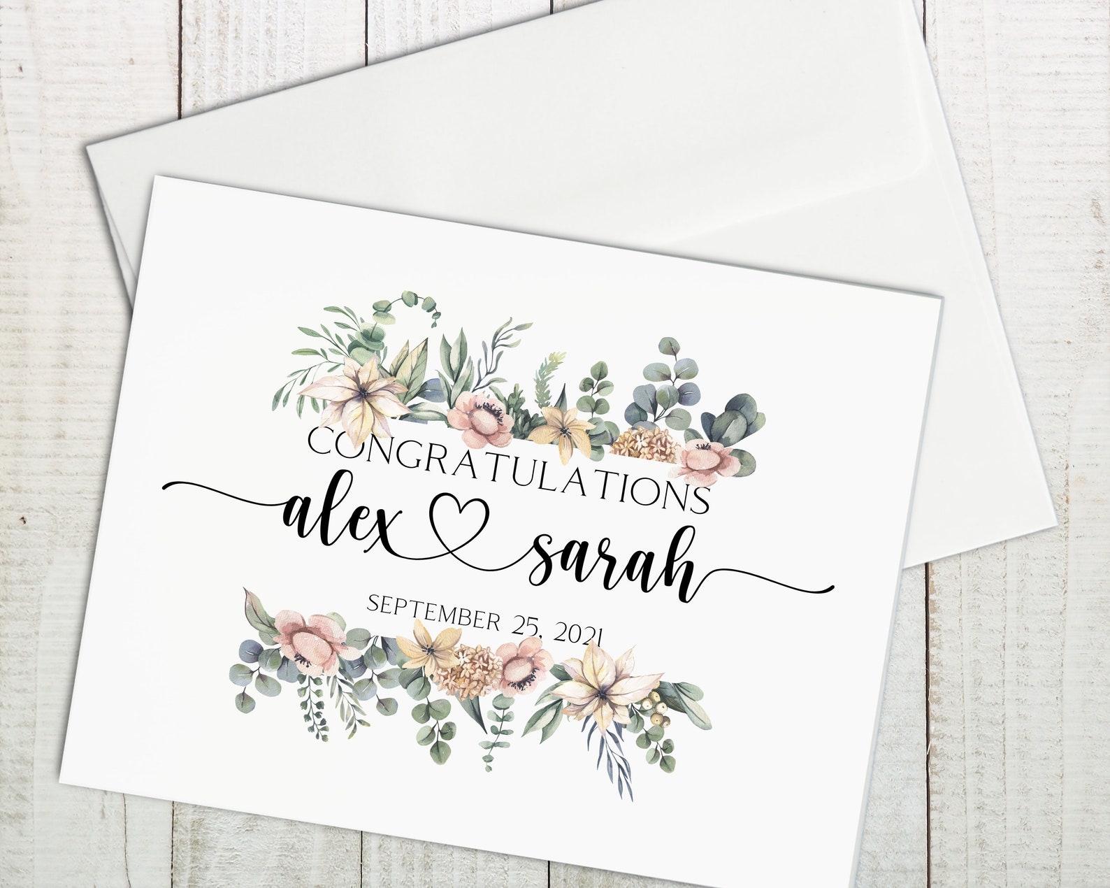 Custom Wedding Congratulations Card Personalized Wedding - Etsy