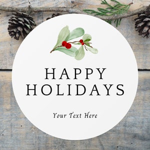 2" Custom Happy Holidays Labels - Set of 20, Personalized Holiday ...