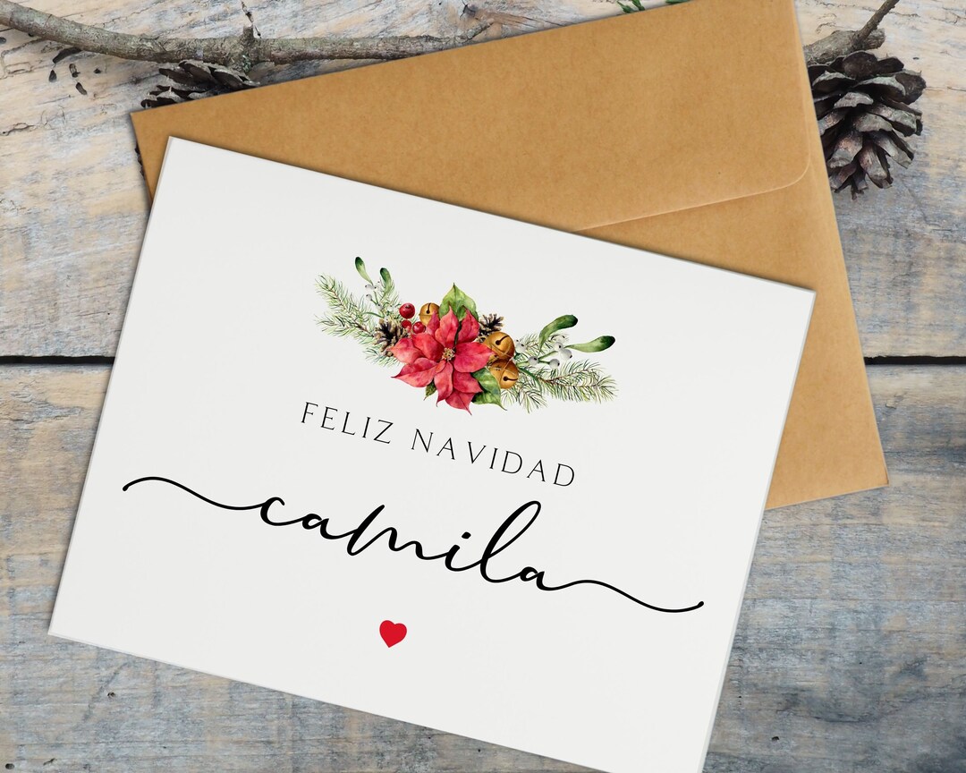 Custom Feliz Navidad Card, Personalized Christmas Card, Spanish ...