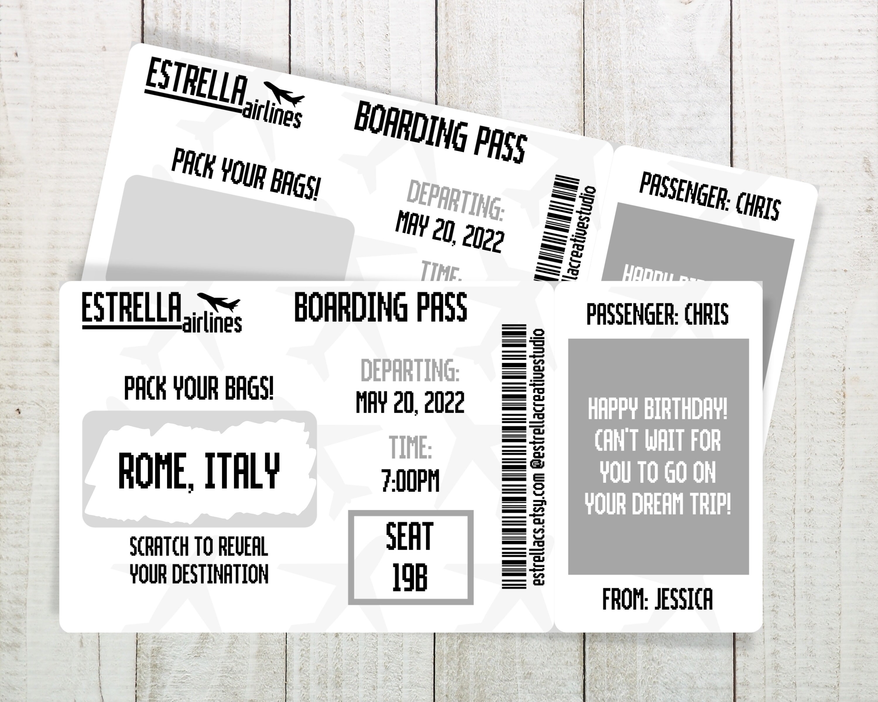 Custom Boarding Pass Scratch Card Surprise Trip Card Scratch - Etsy