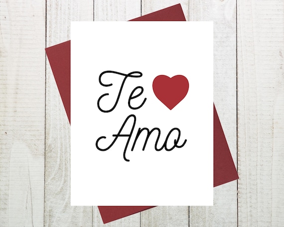 Te Amo Card I Love You in Spanish Spanish Valentine's - Etsy