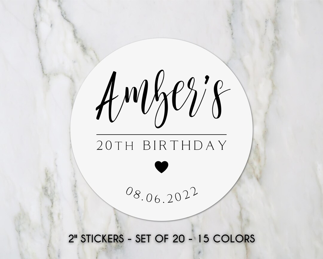 2" Custom Birthday Labels - Set of 20, Personalized Birthday Stickers ...