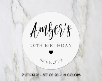 2 Custom Happy Birthday Stickers Set of 20 - Etsy