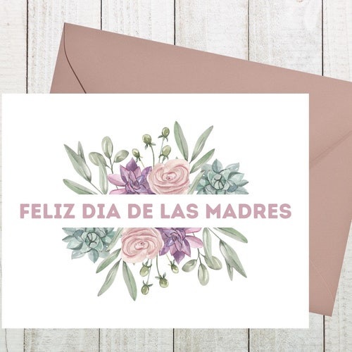 Dia De Las Madres Card Printable Spanish Mothers Day Flowers - Etsy