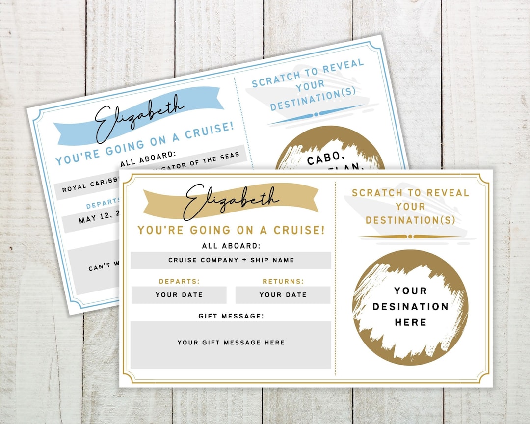 Custom Cruise Ticket Scratch off Card, Scratch and Reveal Ticket, You ...