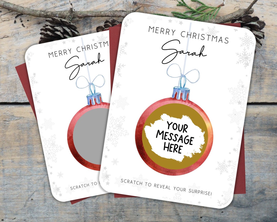 Custom Christmas Scratch Card, Custom Christmas Scratch and Reveal Card ...