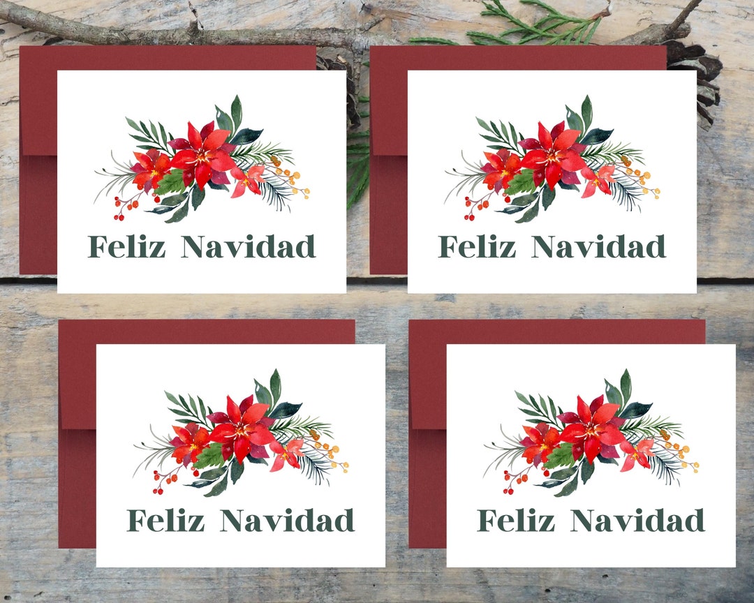 Feliz Navidad Card Set, Feliz Navidad Card Pack, Spanish Christmas ...