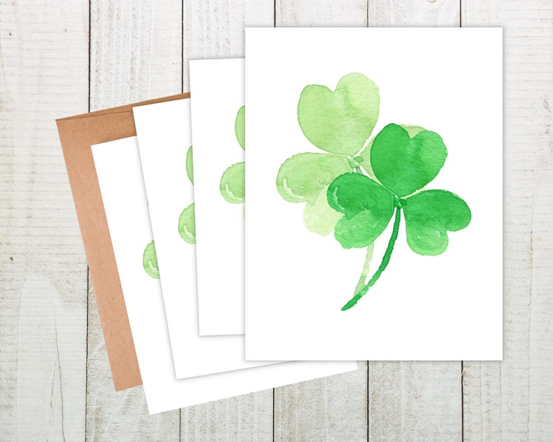 Clover Card Set of 4, Good Luck Cards, Shamrock Card Set, St Patricks ...
