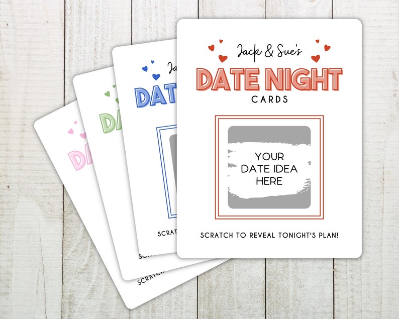 Custom Date Night Cards Set of 4 Personalized Date Night | Etsy