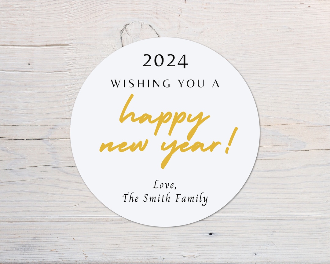 2" Custom Wishing You A Happy New Year Labels - Set of 20, Personalized ...