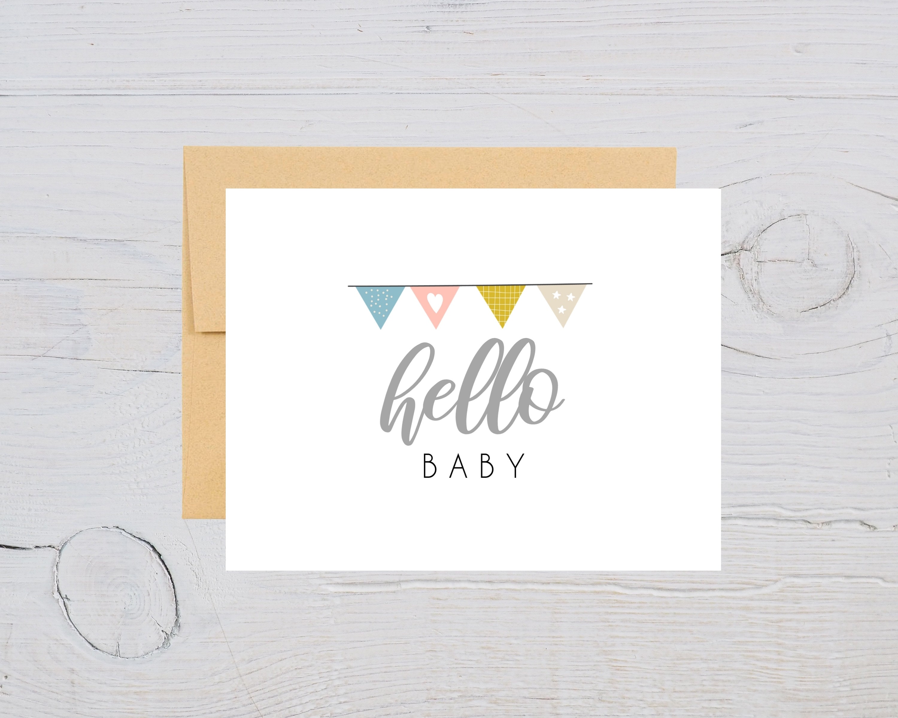 Hello Baby Card, New Baby Card, Gender Neutral Baby Card, New Baby ...