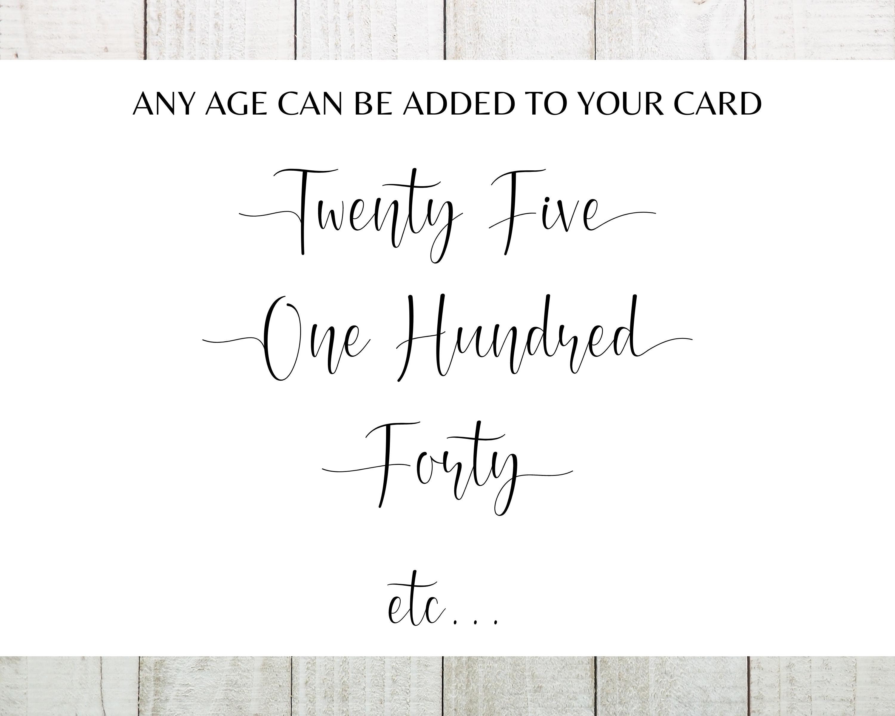 Personalized Number Birthday Card Any Number Birthday Card - Etsy