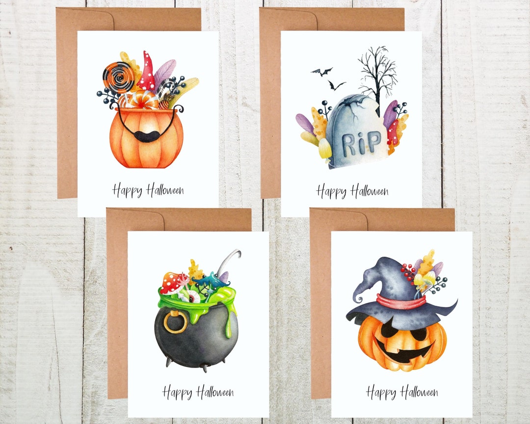 Happy Halloween Card Set, Spooky Season Cards, Jack O Lantern Card ...