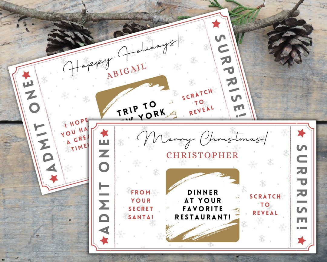 Custom Scratch to Reveal Christmas Gift Ticket, Holiday Scratch off ...