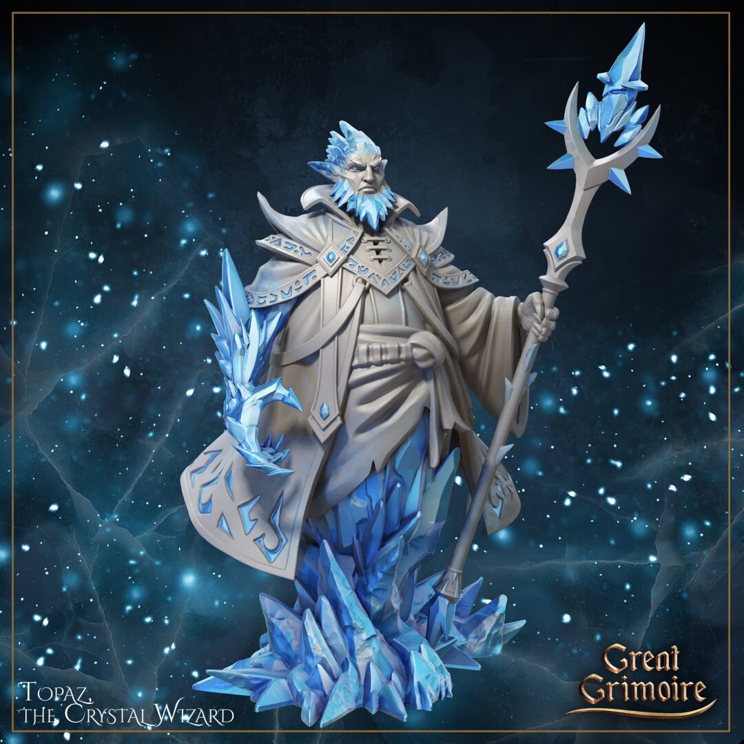 Topaz, the Crystal Wizard | Great Grimoire | 3D Print | Ready to Paint ...