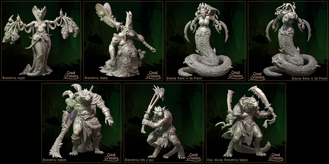 The Tribe of Serpentfolk | Great Grimoire | 3D Print | Ready to Paint ...