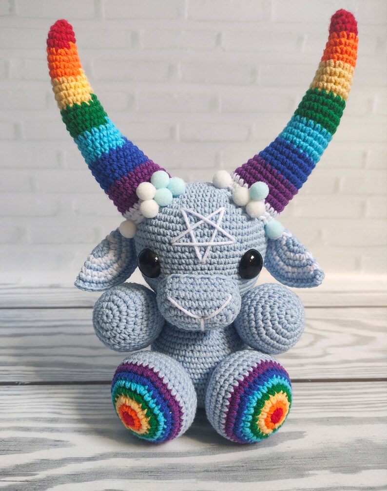 Crocheted Baphomet Plush: Rainbow Horns, Occult Decor - Etsy