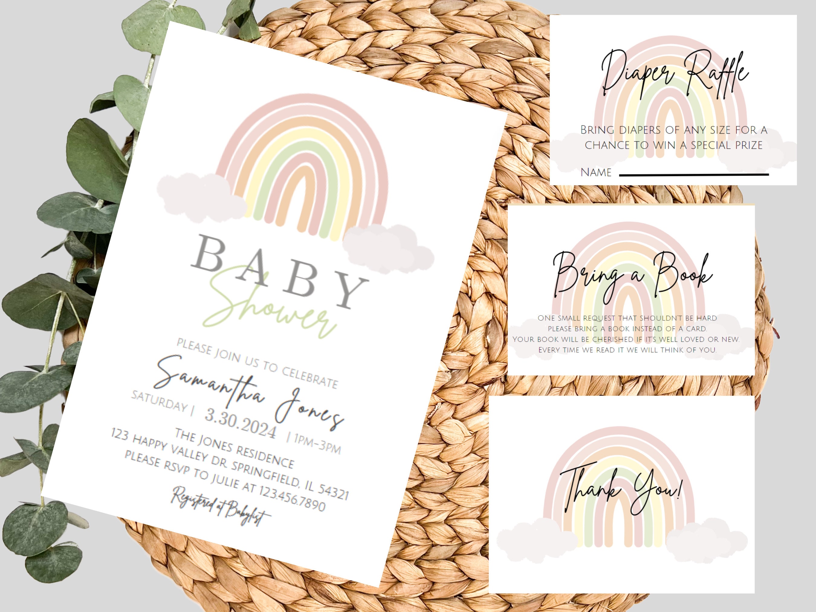Rainbow Baby Shower Invitation Bundle | Baby Shower Invitation ...