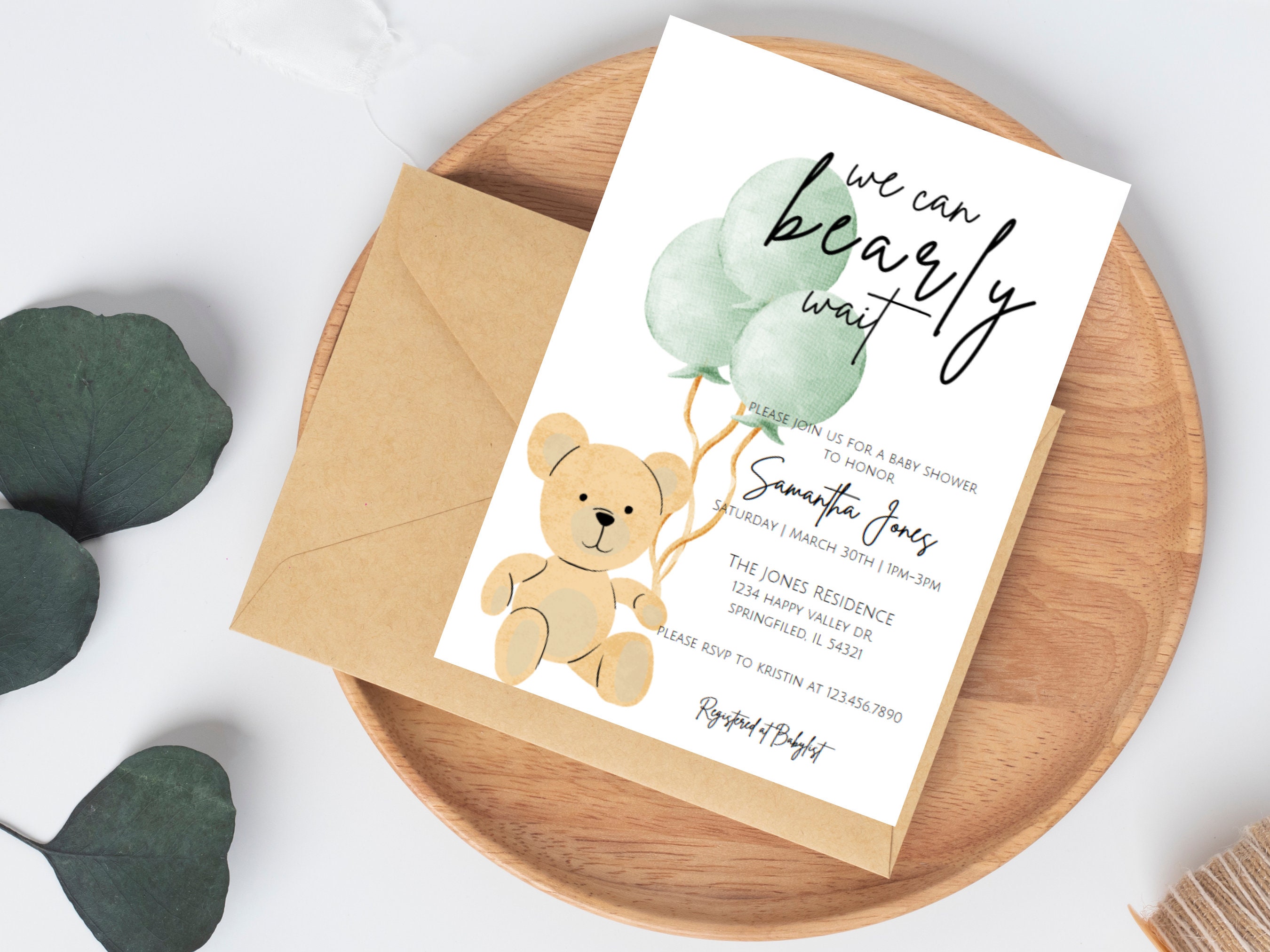 We Can Bearly Wait Baby Shower Invitation | Baby Shower Invitation ...