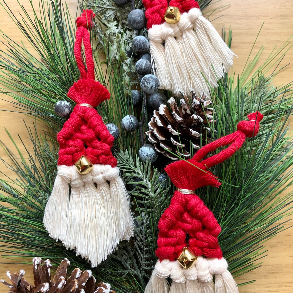Macramé Santa Ornaments boho gnome Christmas ornaments | Etsy Macramé Santa Ornaments boho gnome Christmas ornaments | Etsy