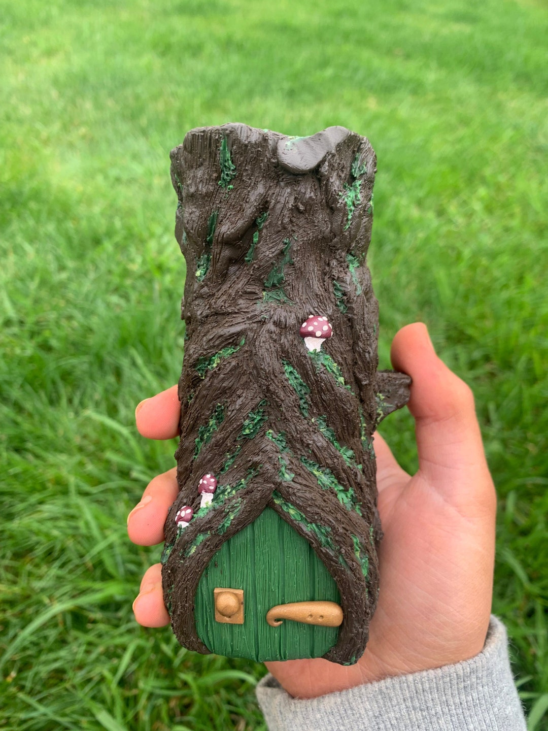 Polymer Clay Mason Jar Fairy Tree House, Miniature Clay Sculpture ...