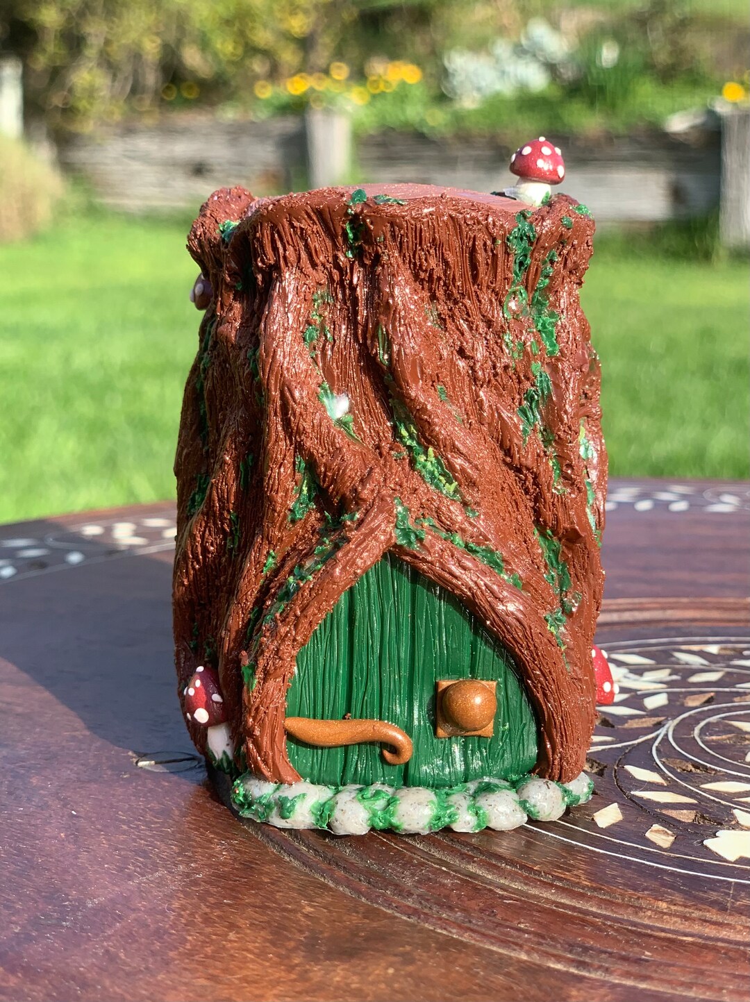 Polymer Clay Mason Jar Fairy Tree House, Miniature Clay Sculpture ...