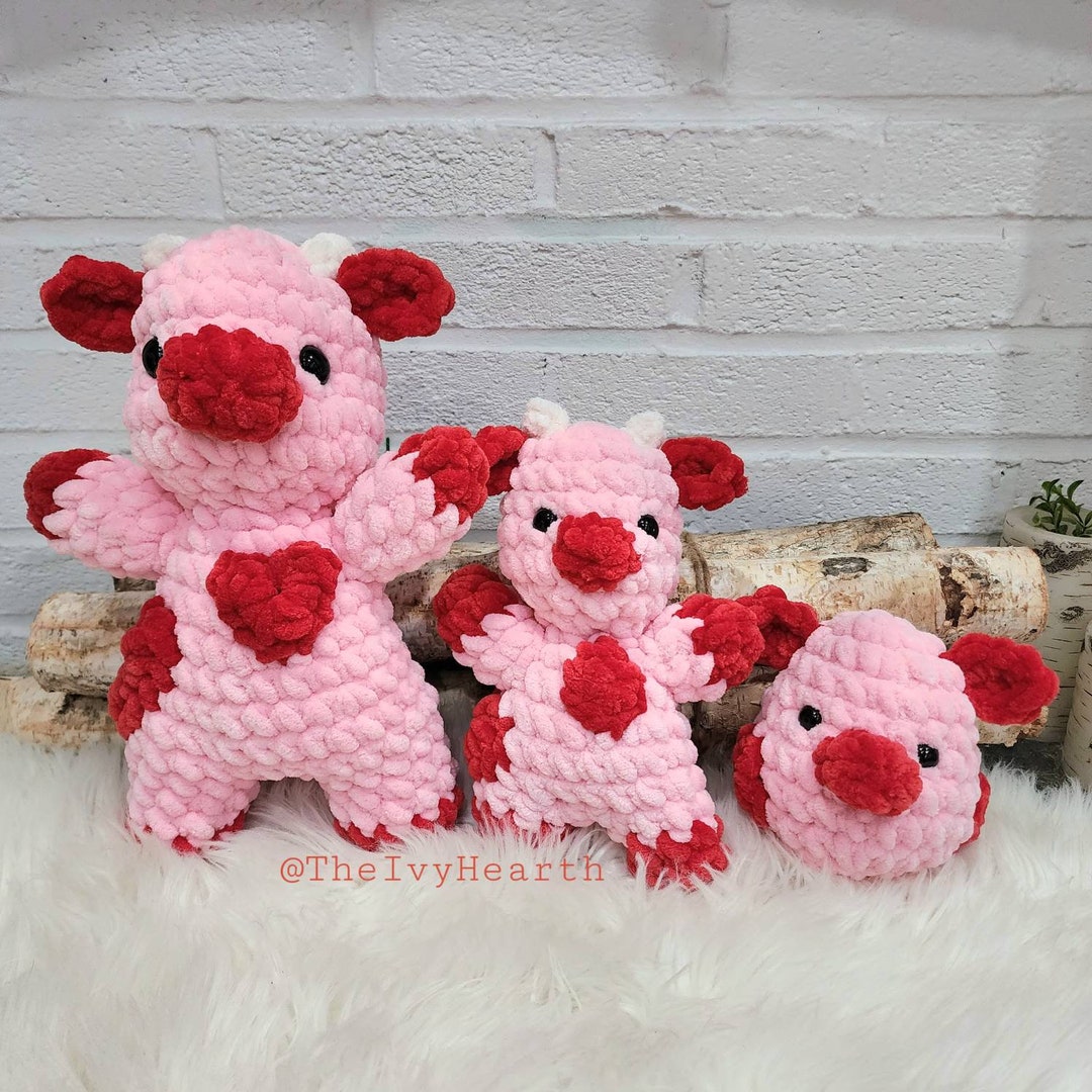 Romantic Pink Crochet Cow Plush, Amigurumi Cow, Lovecore, Strawberry ...
