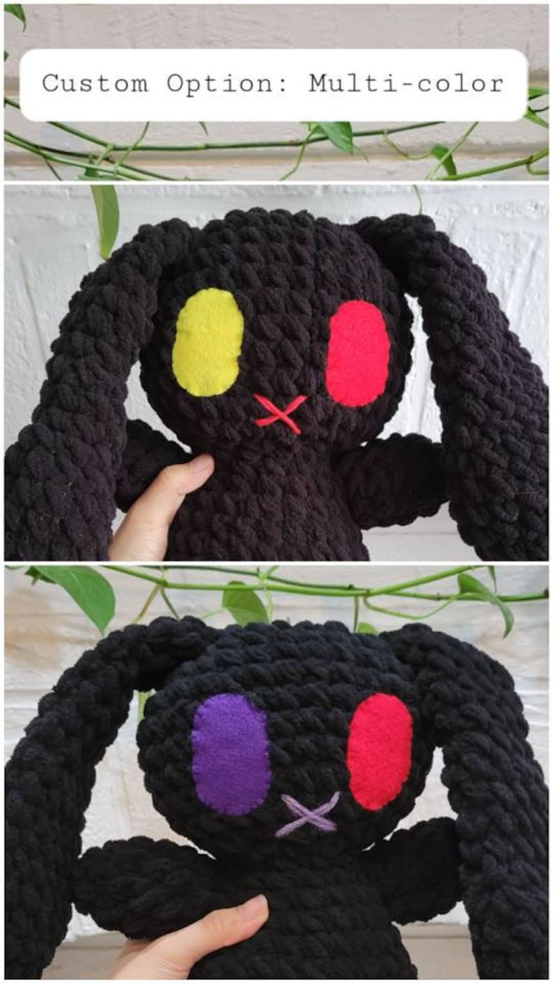 Customizable Large Crochet Bunny Black Bunny Rabbit - Etsy