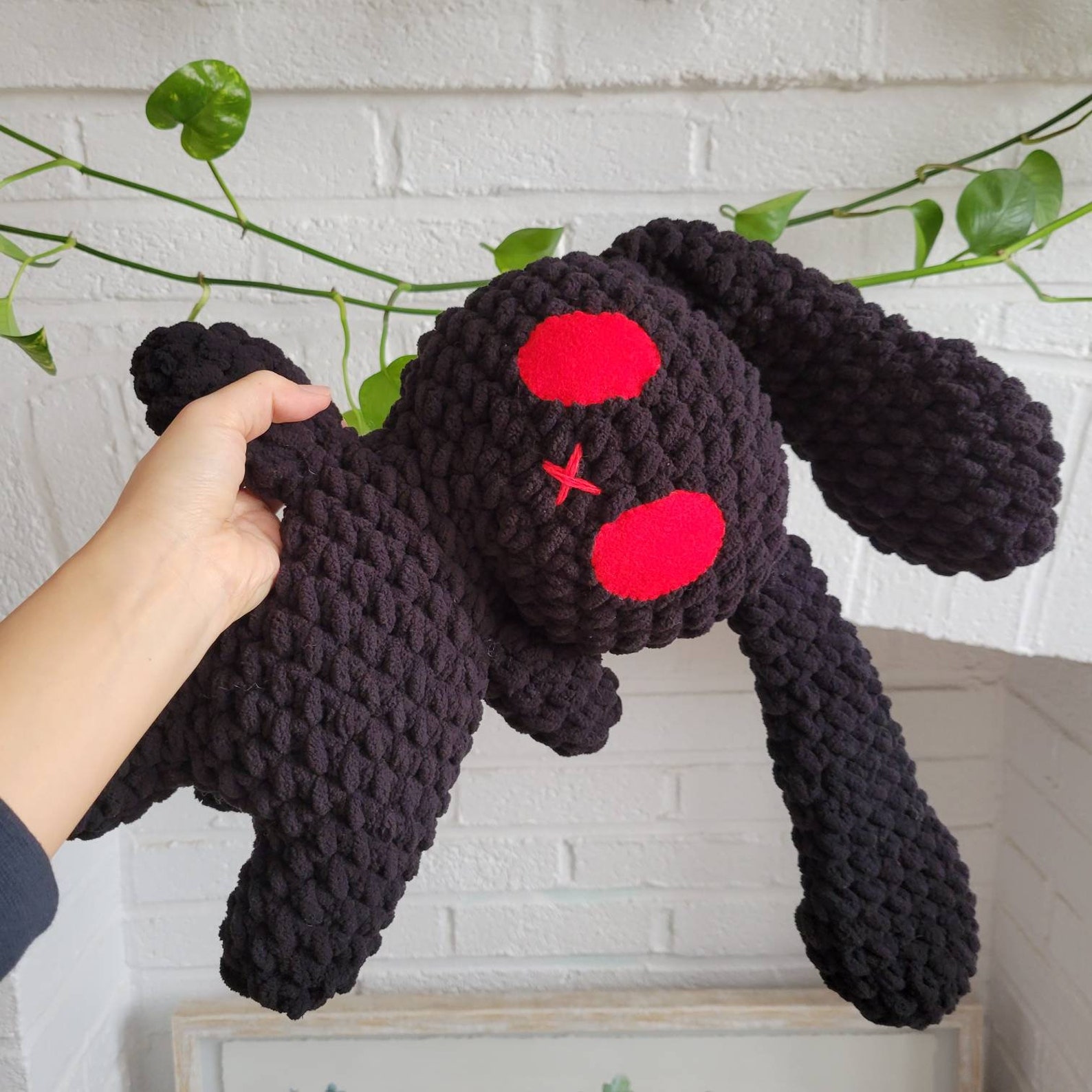 Customizable Large Crochet Bunny- Black, Year of the Rabbit, Creepy ...