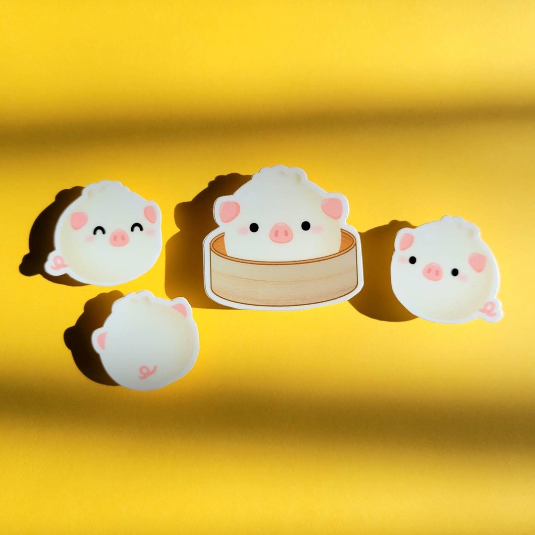 Porky Bun Sticker, Dim Sum Sticker, Char Siu Bao, Asian Sticker, Matte ...