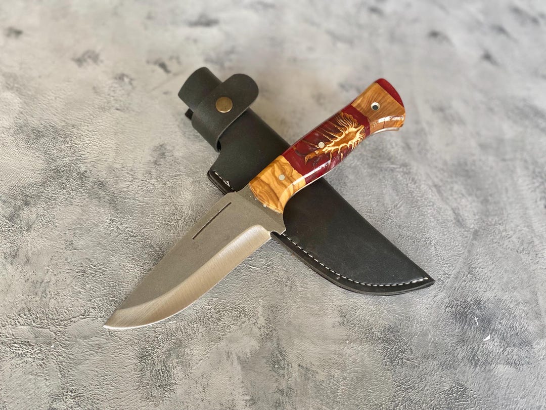 Custom Hunting Knife, Stainless Steel Blade, Walnut & Epoxy Handle ...