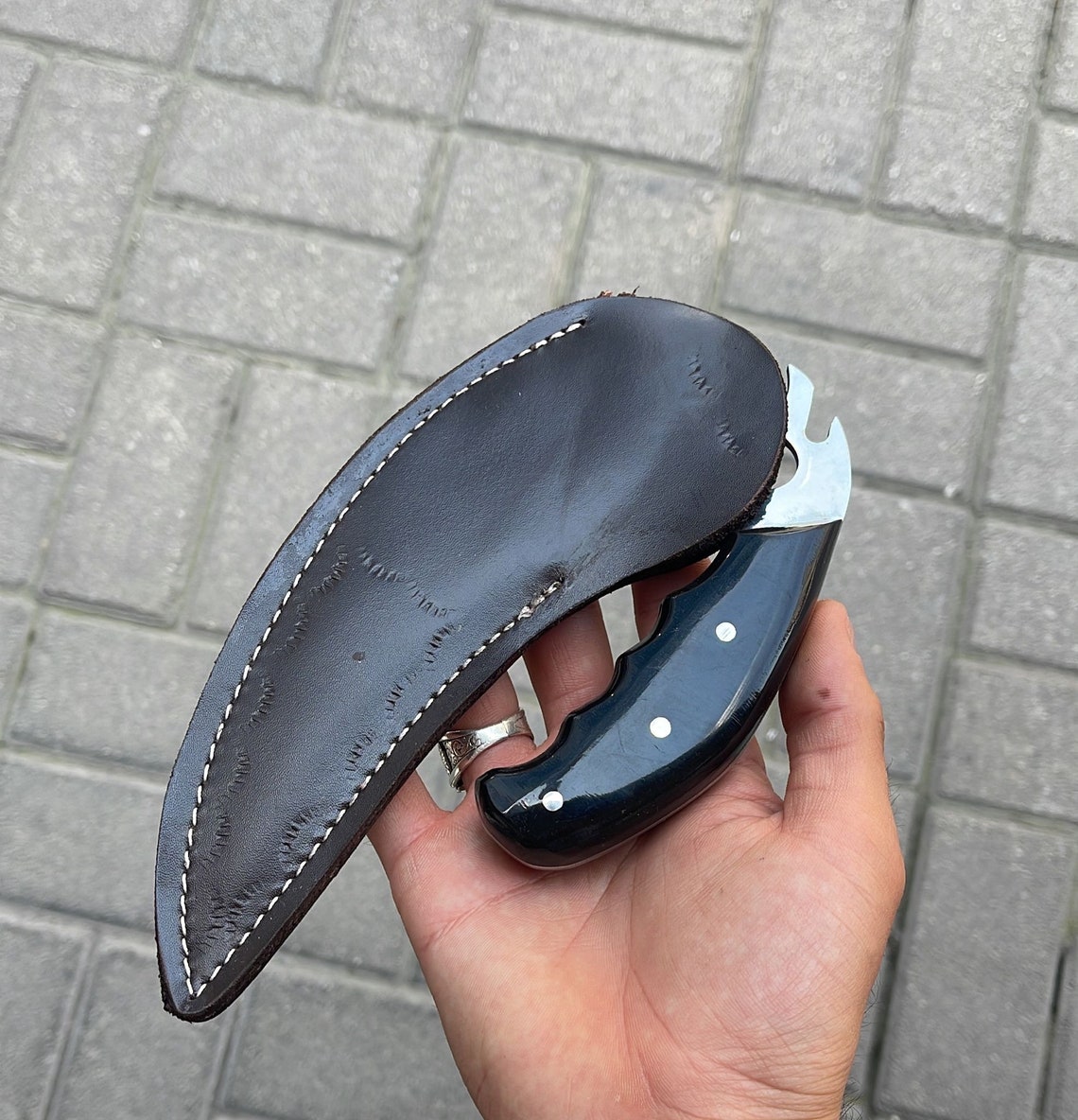 Handcrafted Custom Made Swing Blade Dagger Mica Handle With Leather ...